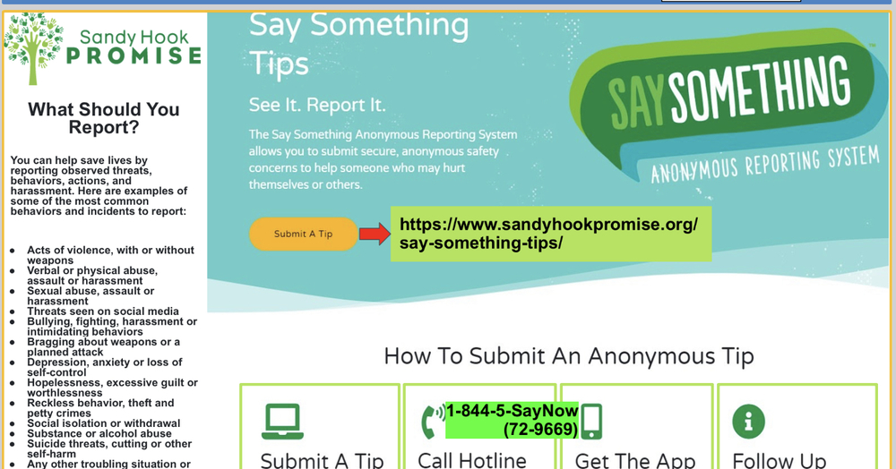 Say Something Anonymous Reporting System | Triton High School